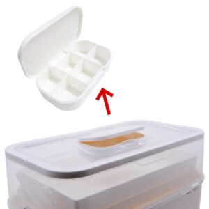 MC MEICHUANG Portable Clear Medicine Box Empty, Family First Aid Dispenser/Art & Crafts Case/Folding Tool Organizer/Multipurpose Storage Container 3-Layers Storage Bin for Family Emergency (White)