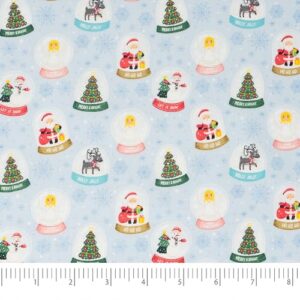 singer print fabric, 100% cotton, christmas christmas snowglobes