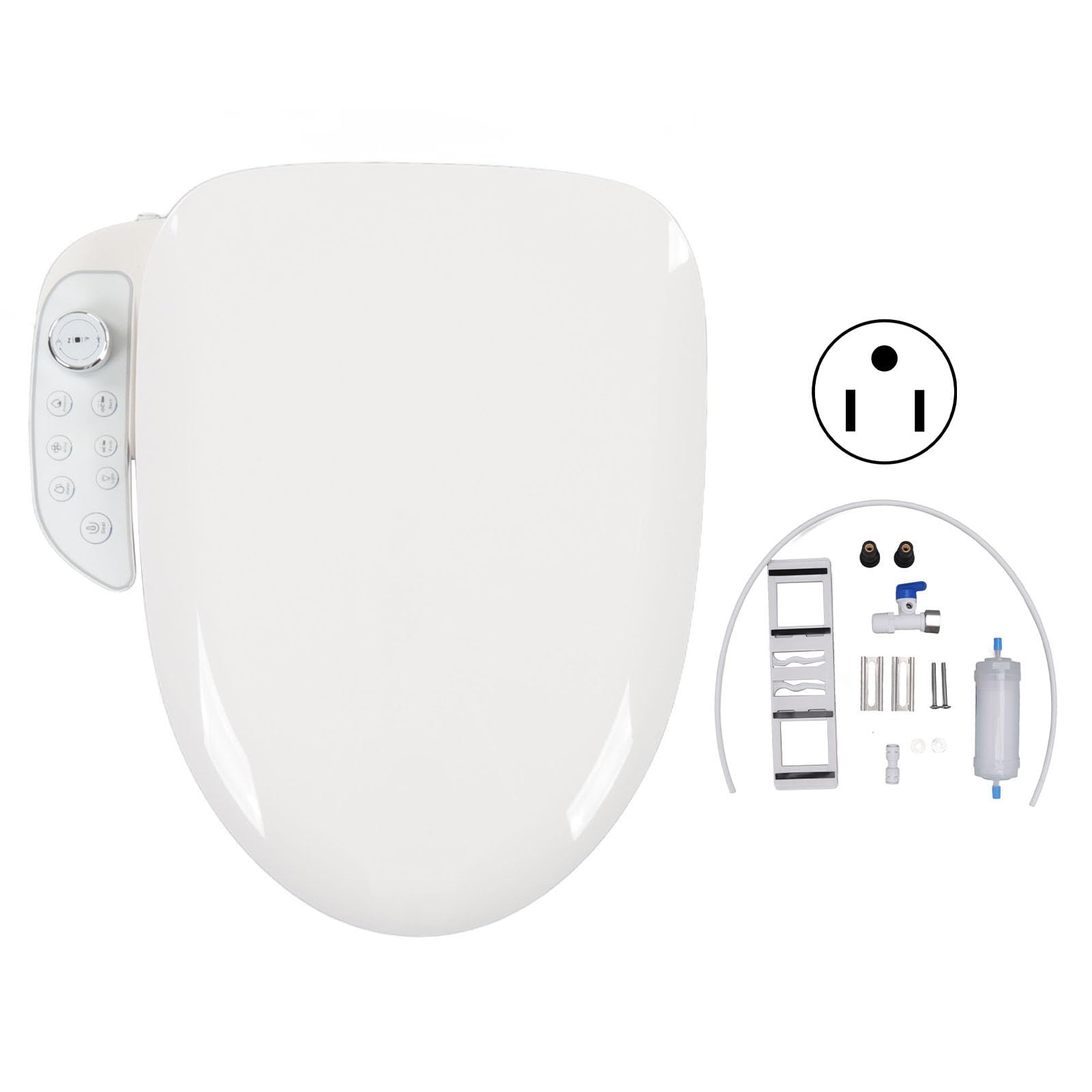 Electric Bidet Toilet Seat - Heated Smart Bidet with 4 Temperature Settings, Self Cleaning Attachment for Home and Hotel Bathrooms(us plug)