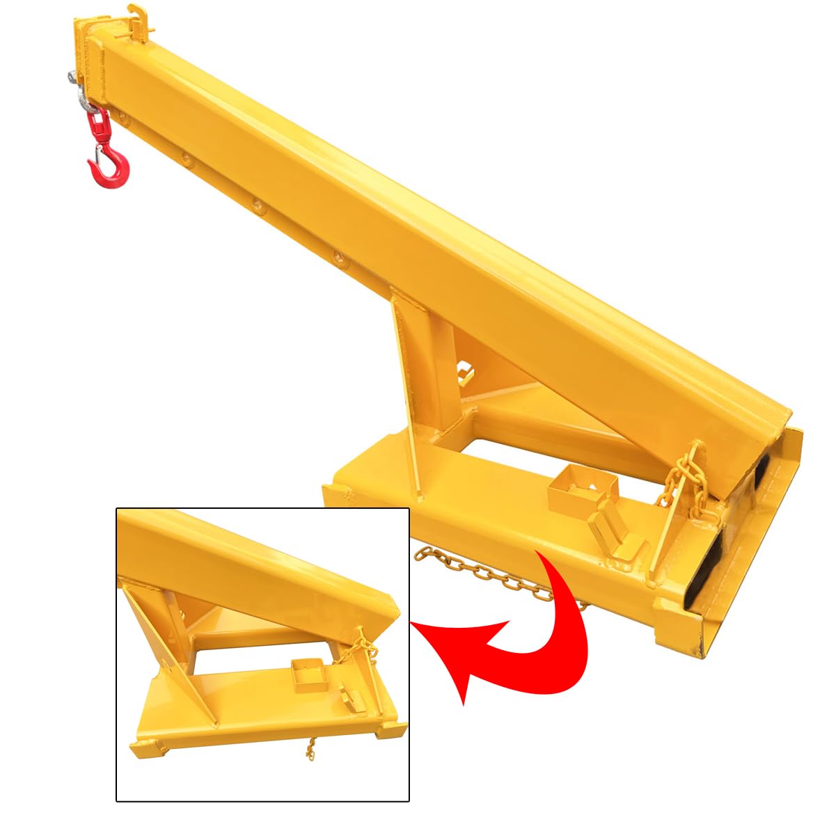 EQCOTWEA Adjustable Forklift Jib Boom Crane, Forklift Telescopic Arm, Forklift Mobile Crane, Forklift Telescopic Boom Attachment Towing Handling Equipment 3T/6600LB 63-98in Adjustable Boom