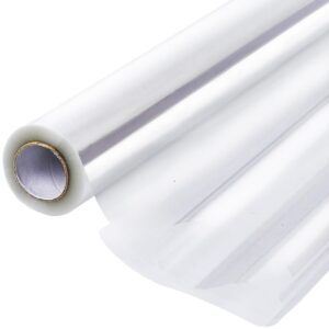 perkhomy clear cellophane wrap roll 17.5" x 125' 3mil thick cellophane for gift basket treats goodie wrapping craft flower bouquet plastic (clear, 17.5"w × 125'l)