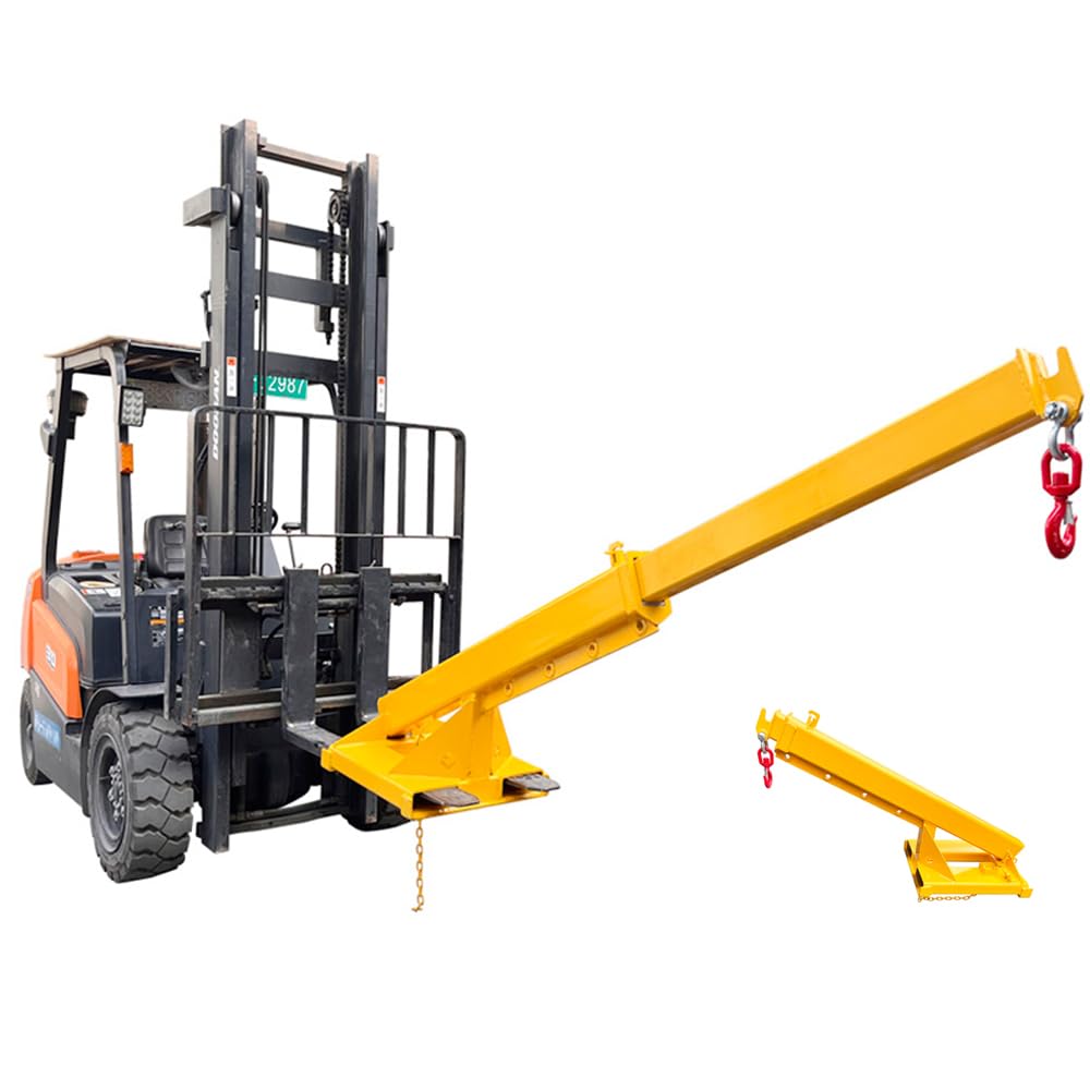 EQCOTWEA 2T/4400LB Adjustable Forklift Jib Boom Crane Mobile Crane Lifting Forklift 63-98" Arm Forklift Telescopic Boom Attachment Forklift Extension Towing Handling Equipment