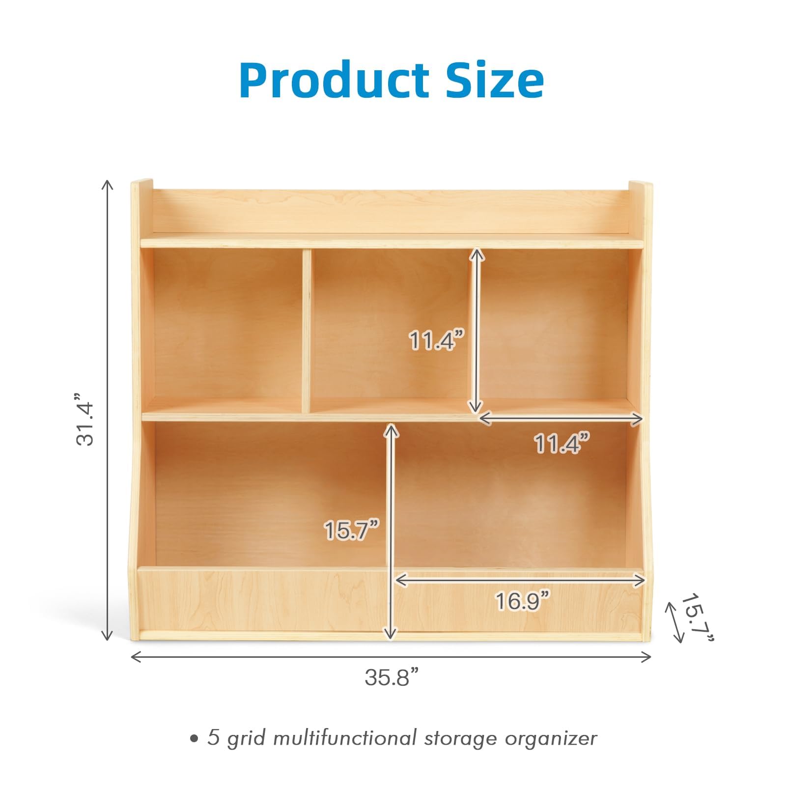 OOOK Kids Bookshelf and Toy Storage, 3-Tier Montessori Book Shelf with Large Storage Capacity, Prefect Nursery Book Shelves for Kids Rooms, Playroom, Kindergarten, School