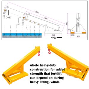 EQCOTWEA Adjustable Forklift Jib Boom Crane, Forklift Telescopic Arm, Forklift Mobile Crane, Forklift Telescopic Boom Attachment Towing Handling Equipment 3T/6600LB 63-98in Adjustable Boom