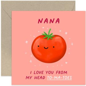 old english co. funny birthday cards for nana - tomato pun birthday card for her - well done thank you card for women - female birthday card | blank inside envelope