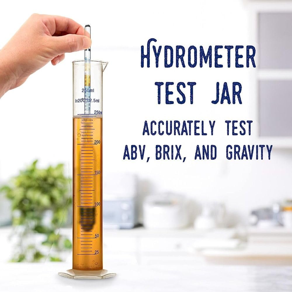 HOBBYIN 250 ML Hydrometer Test Jar, Measuring Cylinder,Test Homebrewed Beer, Wine, Mead, Cider,Easy to Use & Read