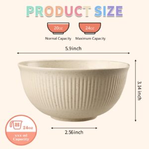 DAPIPIK 9 PACK Unbreakable Cereal Bowls,26 OZ Eco-Friendly Wheat Straw Bowls,Dishwasher & Microwave Safe .Kids Bowl suitable for Cereal,Salad,Snack and Soup.Camping,Party (Beige)