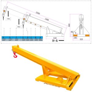 EQCOTWEA 2T/4400LB Adjustable Forklift Jib Boom Crane Mobile Crane Lifting Forklift 63-98" Arm Forklift Telescopic Boom Attachment Forklift Extension Towing Handling Equipment