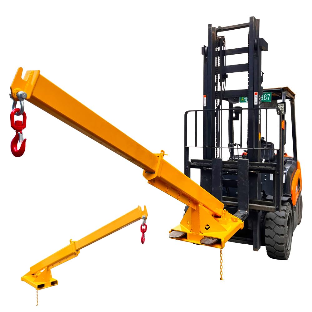 EQCOTWEA Adjustable Forklift Jib Boom Crane, Forklift Telescopic Arm, Forklift Mobile Crane, Forklift Telescopic Boom Attachment Towing Handling Equipment 3T/6600LB 63-98in Adjustable Boom