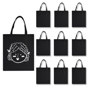 okba 10 pcs sublimation tote bags,polyester tote bags for sublimation, diy customization blank canvas tote bags 12.2 * 14.2 in (black)