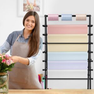 Ribbon Organizer,15 Tier Metal Vinyl Rolls Holder,Double-Sided Christmas Gift Wrapping Craft Ribbon Storage Shelf for Craft Room Cake Shop Flower Store,Tie Scarf Rack Belt Towel Holder