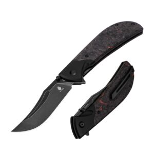 kizer phoenix pocket knife, 3.58 in s35vn steel blade folding knife, fatcarbon & aluminium handle edc knife, utility knife with deep carry pocket clip for camping hiking hunting, ki4647a1