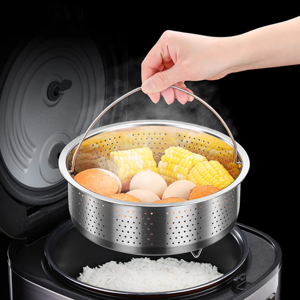 DOITOOL Stainless Steel Steamer Basket for Metal Steamer Insert Steaming Rack with Handle Vegetables Fruit Colander Strainer Rice Cooker Steaming Basket for Dumpling Dim Sum 22cm