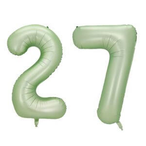 yfhvjtko 40 inch number 27 foil balloons 27th celebration decorations for happy 27th birthday party wedding bridal shower engagement photo shoot anniversary decoration, number 27 olive green balloon