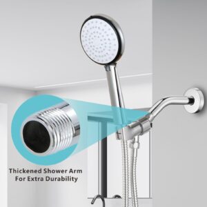 Nuodan Shower Arm with Flange, 6 Inches Wall Mount Replacement Shower Head Arm For Fixed Shower Head and Handheld Showerhead, Chrome