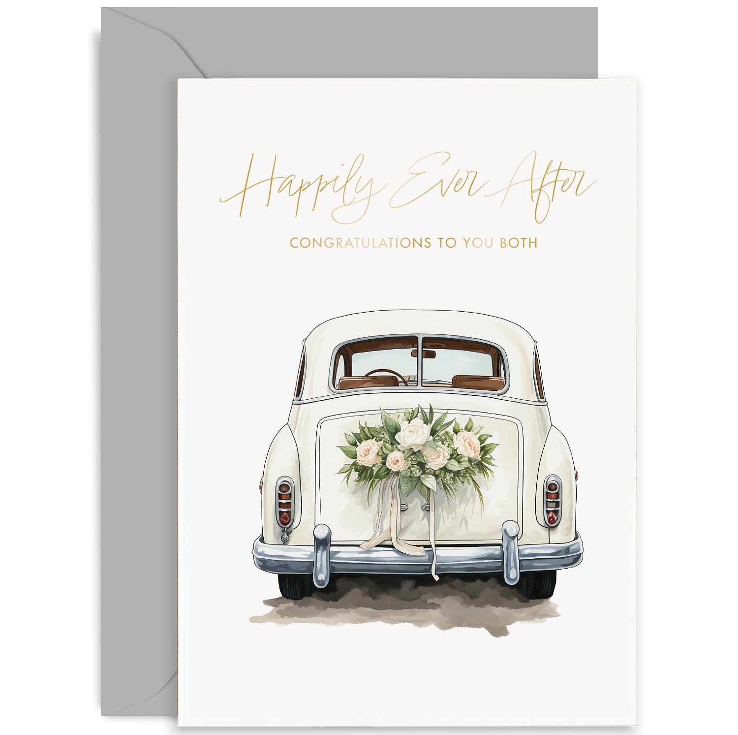 Special Wedding Day Card for Couple - Mr and Mrs Wedding Car Card Gift - Just Married Card - Bride and Groom Card - Wedding Card for Friends and Family | Blank Inside