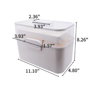 MC MEICHUANG Portable Clear Medicine Box Empty, Family First Aid Dispenser/Art & Crafts Case/Folding Tool Organizer/Multipurpose Storage Container 3-Layers Storage Bin for Family Emergency (White)