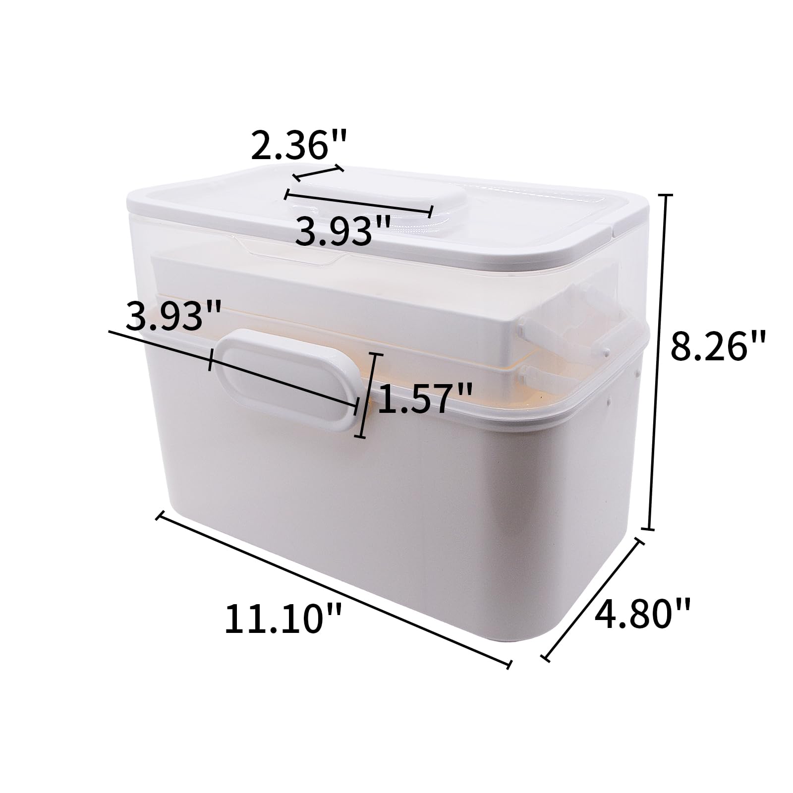 MC MEICHUANG Portable Clear Medicine Box Empty, Family First Aid Dispenser/Art & Crafts Case/Folding Tool Organizer/Multipurpose Storage Container 3-Layers Storage Bin for Family Emergency (White)