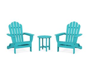 trex outdoor furniture 3-piece monterey bay folding adirondack set in aruba