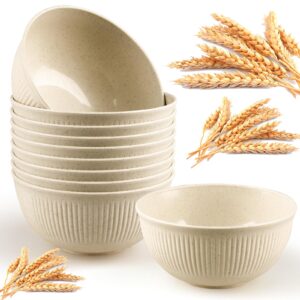 dapipik 9 pack unbreakable cereal bowls,26 oz eco-friendly wheat straw bowls,dishwasher & microwave safe .kids bowl suitable for cereal,salad,snack and soup.camping,party (beige)