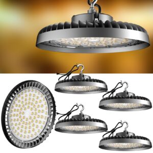 lightdot 250w led high bay light 37500lm ufo high bay shop light, 5000k ac100-277v etl listed high bay led light suit for 30~40ft height workshop/barn/garage-4pack