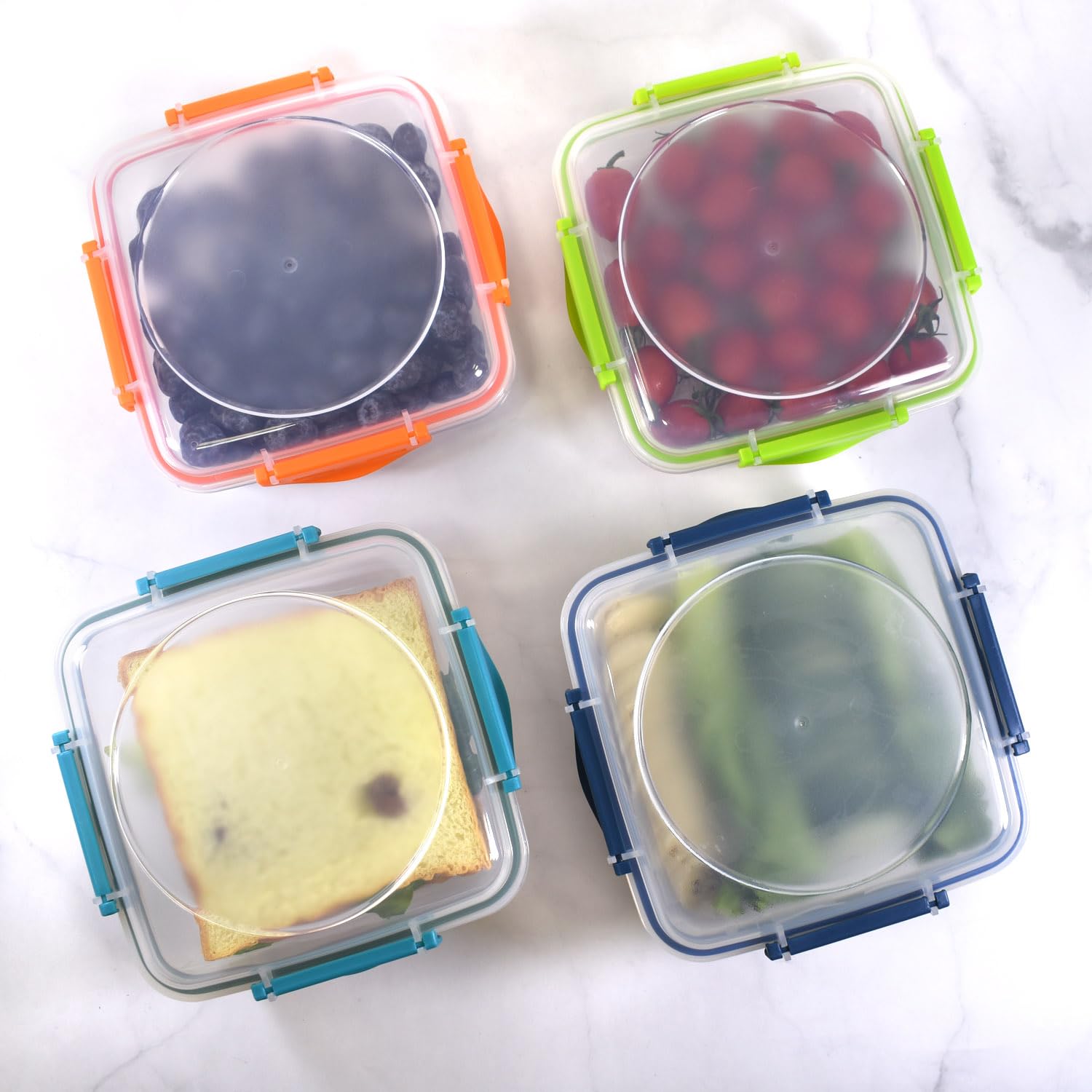 DAYA FASHION Sandwich Containers 4 Pcs - Reusable Airtight & BPA-Free Kitchen Storage Containers - Microwave & Dishwasher Safe 2 Heightened Lunch Box Containers and 2 Normal Size