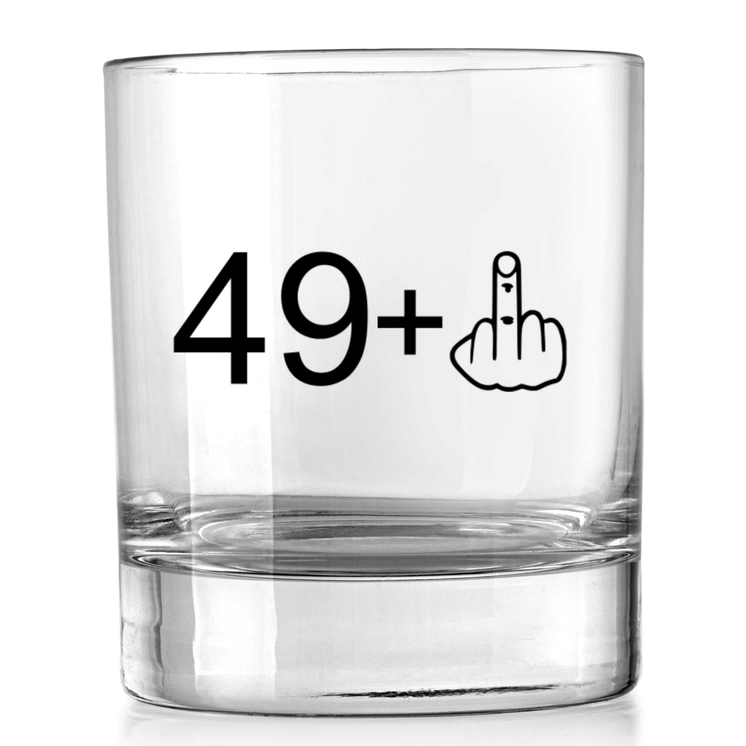 49+1 50th Birthday Whiskey Glass - Funny Whiskey Glasses and Bourbon Gifts for Men - Ideal Stocking Stuffer, 50th Birthday Gift for Him, or Anniversary Present for Husband - Printed in the USA