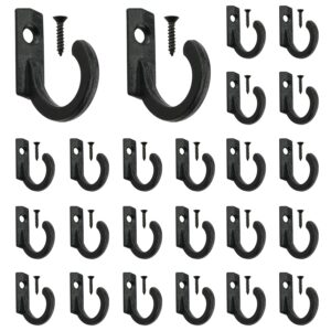 zzlzx 24pcs mini metal wall mounted hooks for kitchen hat keys scarves bags clothes with black screws farmhouse vintage handmade