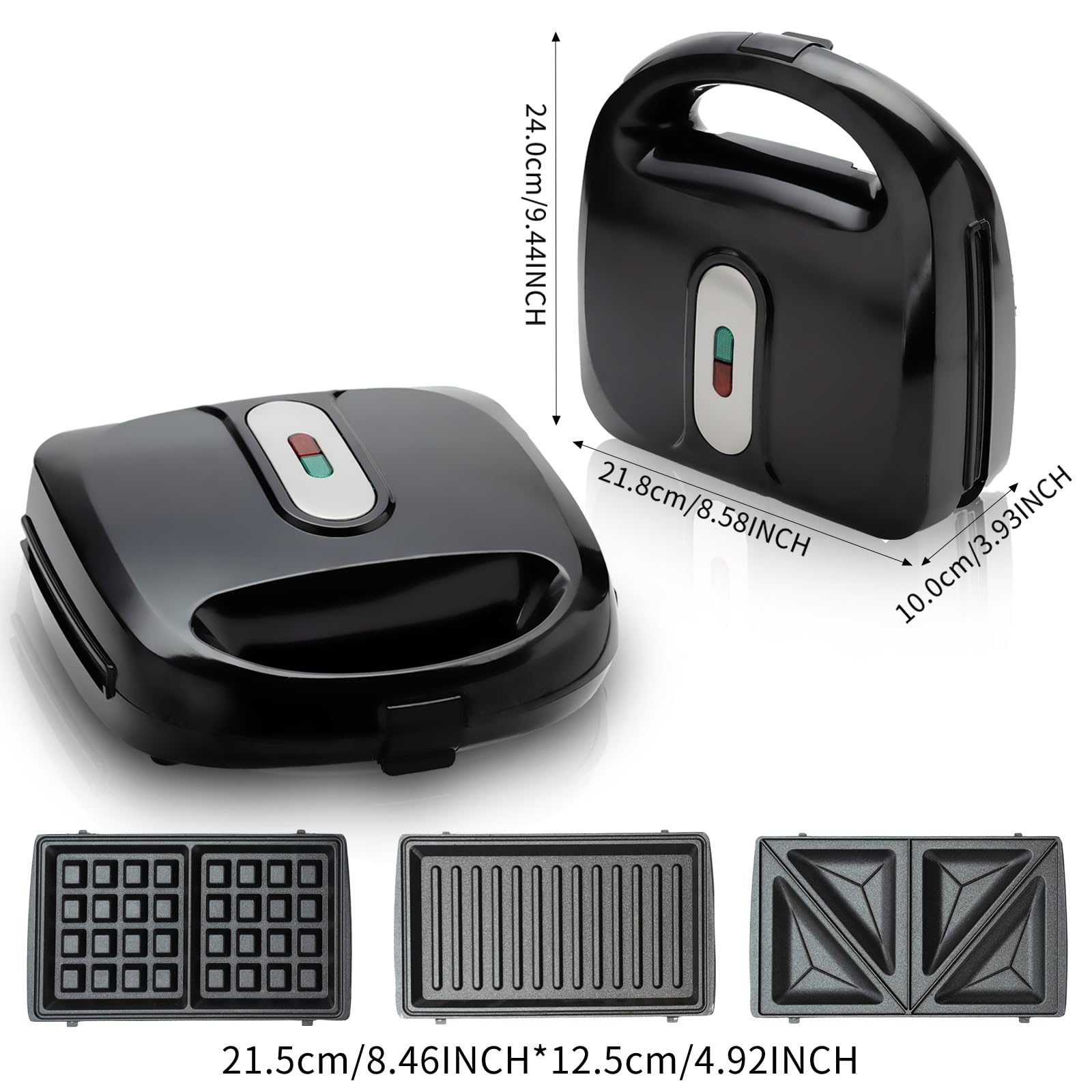 AAYUJUP Waffle Iron Sandwich Maker：3 In 1 Mini Waffle Maker With Removable Plates Waffle Irons Non-Stick Waffle Cone Maker Waffle Machine For Waffle Grill Sandwich