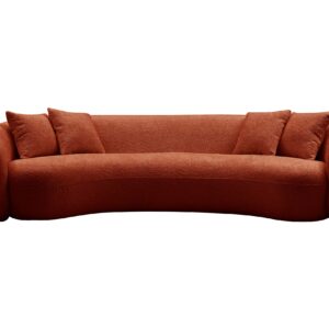 102" Teddy Fleece Boucle Sofa Modern Half Moon Comfy Sectional Leisure Couch, Beautiful Freestanding Curved Sofa & Couch for Living Room, Professionally Upholstery Perfect Shape, Orange 5 Seaters