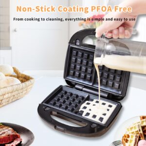 AAYUJUP Waffle Iron Sandwich Maker：3 In 1 Mini Waffle Maker With Removable Plates Waffle Irons Non-Stick Waffle Cone Maker Waffle Machine For Waffle Grill Sandwich