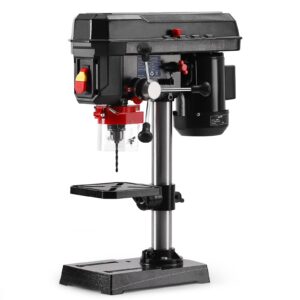 benchtop drill press, 2.5amp bench drilling machine with 5-speed adjustable, 8 inch swing distance 0-45° tiltling tabletop drilling machine for wood, metal