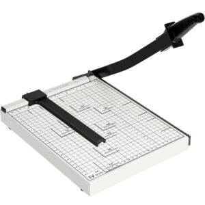 optomni 12-inch paper cutter, heavy duty guillotine paper cutter with 10 sheet capacity, ideal paper trimmer for classroom, cardstock, art projects, and office use