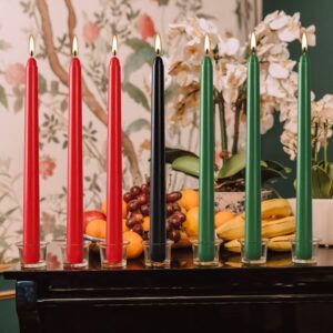 Set of 7 Kwanzaa Taper Candles, 3 Red, 3 Green, 1 Black Mishumaa Saba Candle Set, 10 Inch Dripless Tall Candle Stick for Kwanzaa, 7-7.5 Hour Burn Time