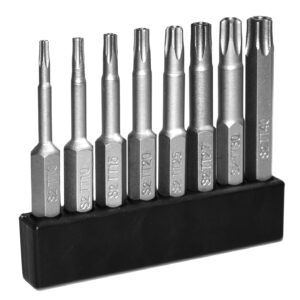 skziri 8pcs 5 point torx star security screwdriver bits set magnetic tamper proof t8-t40 1/4" hex shank