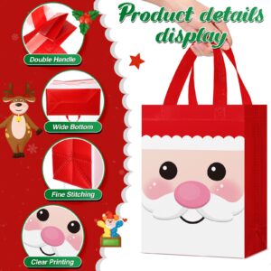 Clysee 24 Pcs Christmas Gift Bags with Handles 10 x 8 x 4 Inch Reusable Christmas Bags Multifunctional Non Woven Christmas Gift Doll Bags Wrapping Christmas Party Favors for Holiday Xmas Gifts