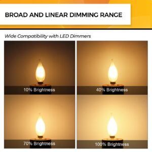 Hizashi LED Frosted Candelabra Light Bulbs, E12 LED Bulb 40W Equivalent, Dimmable 2700K Warm White, Chandelier Light Bulbs, 90+CRI, 450LM, Flame Tip CA10, UL Listed, 12 Pack