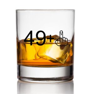 49+1 50th birthday whiskey glass - funny whiskey glasses and bourbon gifts for men - ideal stocking stuffer, 50th birthday gift for him, or anniversary present for husband - printed in the usa