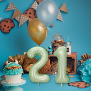 YFHVJTKO 40 Inch Number 27 Foil Balloons 27th Celebration Decorations for Happy 27th Birthday Party Wedding Bridal Shower Engagement Photo Shoot Anniversary Decoration, Number 27 Olive Green Balloon