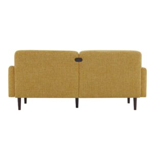 CHITA Mid-Century Modern Sofa, Fabric Couch for Living Room with Solid Wood Leg, No-Tools Assembly, 73''W, Mustard