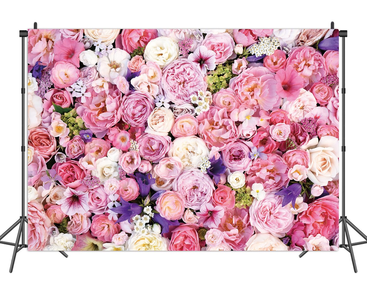 Pink Floral Photography Backdrop Mother's Day Decoration 7x5FT Flower Wall Photo Background for Girls Bridal Wedding Baby Shower Birthday Party Cake Tables Decoration Studio Props