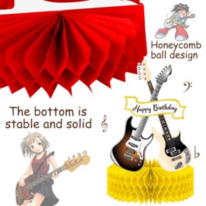 Music Guitar Honeycomb Centerpieces 13Pcs Guitar Birthday Party Table Centerpieces Rock Guitar Table Decorations Music Birthday Party Decoration for Music Instrument Baby Shower Supplies