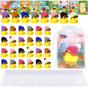 wettarn 32 sets employee appreciation gifts thank you gift set motivational gifts you're ducking awesome cheer up cards mini rubber ducks with glasses and hats with card for coworkers