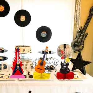 Music Guitar Honeycomb Centerpieces 13Pcs Guitar Birthday Party Table Centerpieces Rock Guitar Table Decorations Music Birthday Party Decoration for Music Instrument Baby Shower Supplies