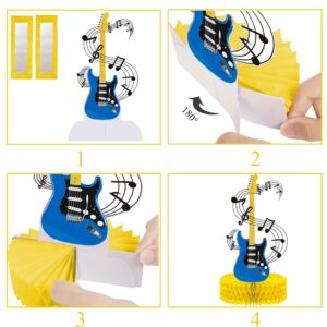 Music Guitar Honeycomb Centerpieces 13Pcs Guitar Birthday Party Table Centerpieces Rock Guitar Table Decorations Music Birthday Party Decoration for Music Instrument Baby Shower Supplies