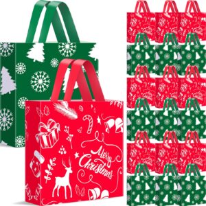 zhanmai 200 pcs christmas plastic shopping bags holiday reusable gift bags with handles 10 x 13'' for xmas party supplies(classic style)