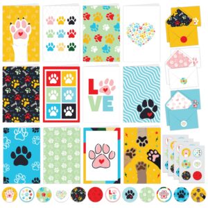 decorably notecards with envelopes & stickers - 24 pack blank dog cards with envelopes & stickers, 12 designs blank dog note cards with envelopes, 6x4in blank dog greeting cards, dog card