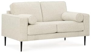 signature design by ashley hazela contemporary loveseat with 2 bolster pillows, beige