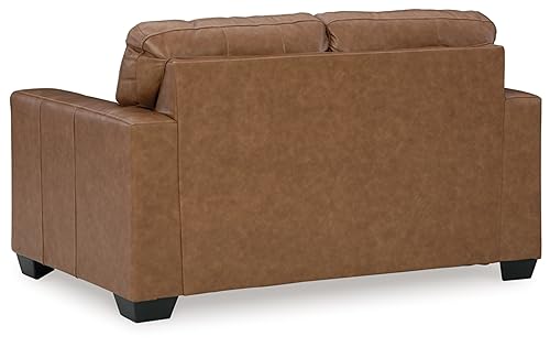 Signature Design by Ashley Bolsena Contemporary Leather Match Loveseat, Dark Brown