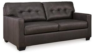 signature design by ashley belziani modern tufted leather match sofa, black